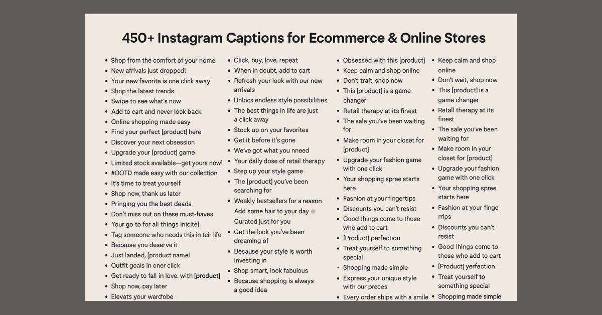 450+ Instagram Captions for Ecommerce & Online Stores